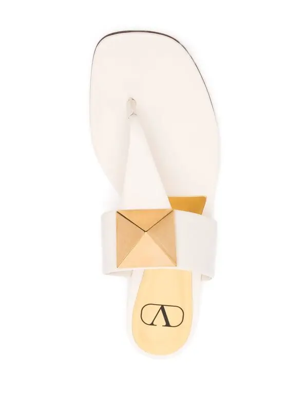 Valentino Garavani One Stud Flat Sandals - Neutrals