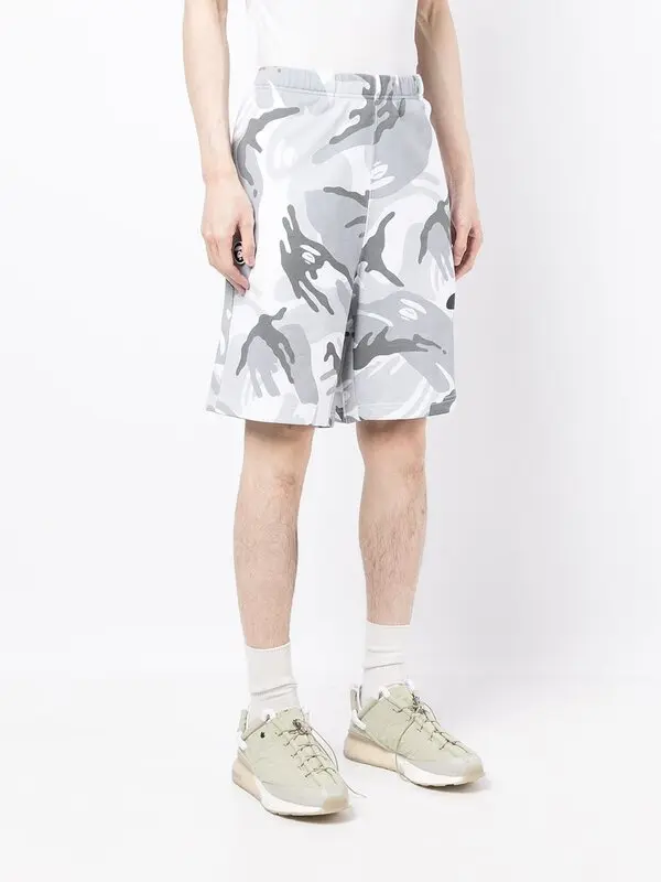 AAPE BY *A BATHING APE Moonface Camouflage Print Cotton Shorts - Grey