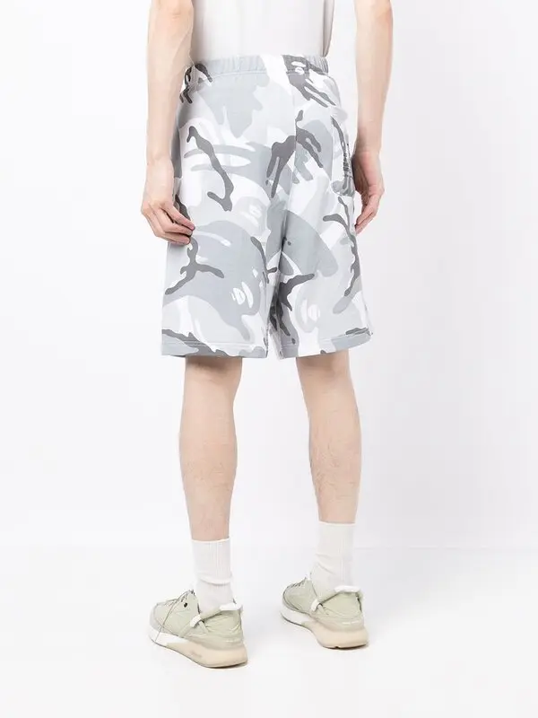 AAPE BY *A BATHING APE Moonface Camouflage Print Cotton Shorts - Grey