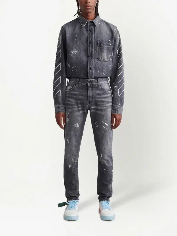 Off-White Diag-stripe Distressed Jeans