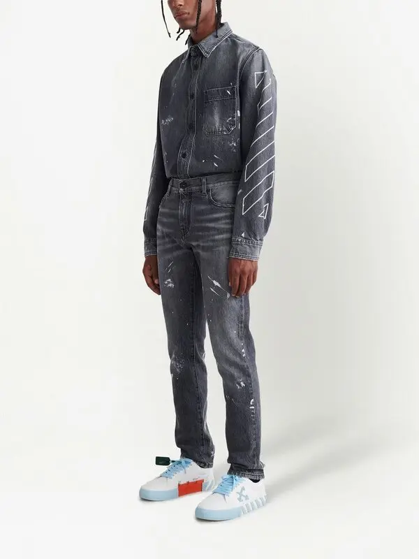 Off-White Diag-stripe Distressed Jeans
