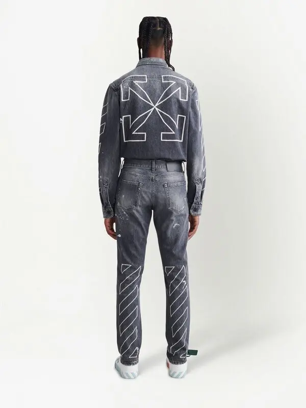 Off-White Diag-stripe Distressed Jeans