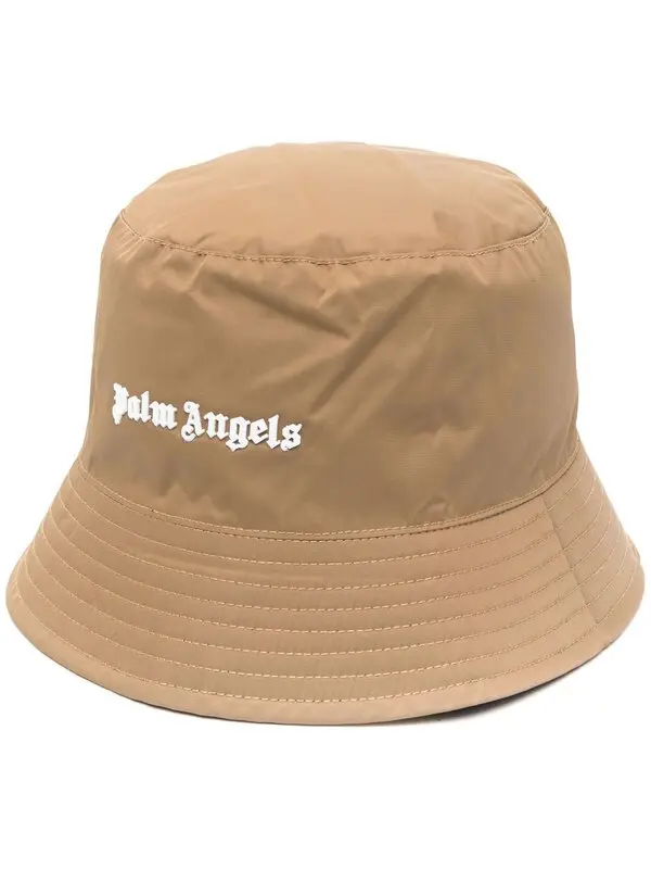 Palm Angels Logo-appliqué Bucket Hat - Brown