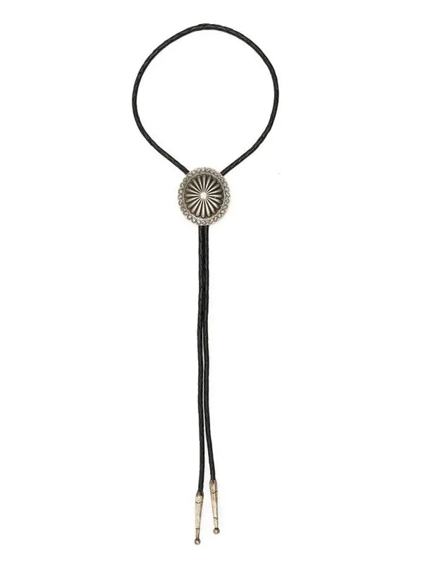 Ralph Lauren Braided Leather Bolo Tie - Black