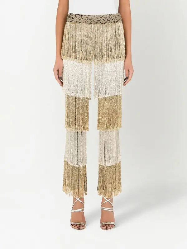 Dolce & Gabbana Beaded Fringing Lace Trousers