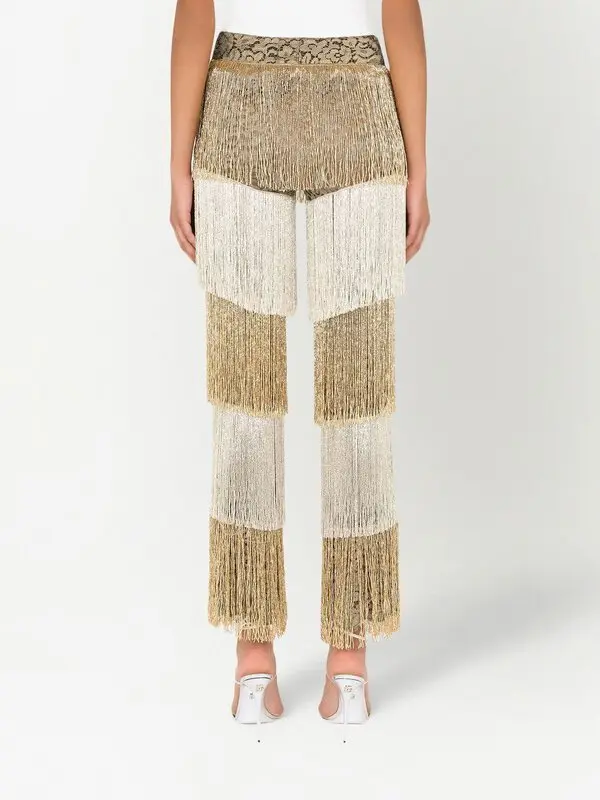 Dolce & Gabbana Beaded Fringing Lace Trousers
