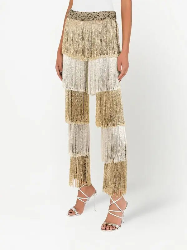 Dolce & Gabbana Beaded Fringing Lace Trousers