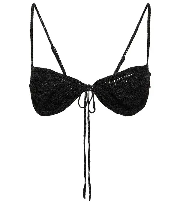 Magda Butrym Crocheted Cotton-blend Bra - Black