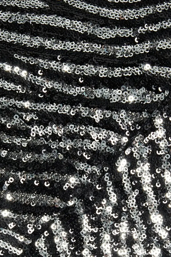 Alexandre Vauthier Zebra Print Sequin Mesh Maxi Dress