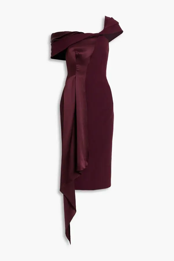 Safiyaa Rosanne One-Shoulder Dress In Burgundy - 85% Off | Editorialist