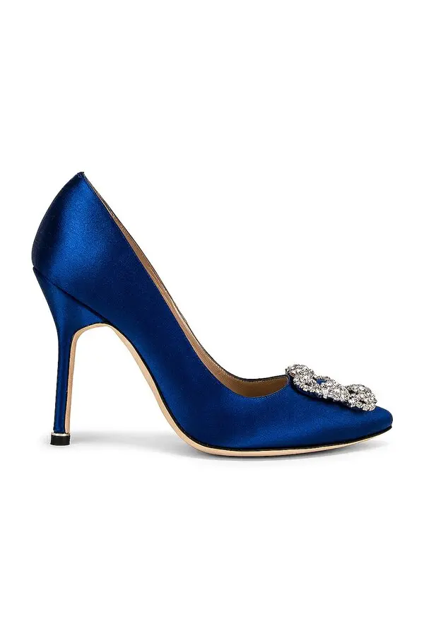 Manolo Blahnik Hangisi Satin Heel - Bright Blue