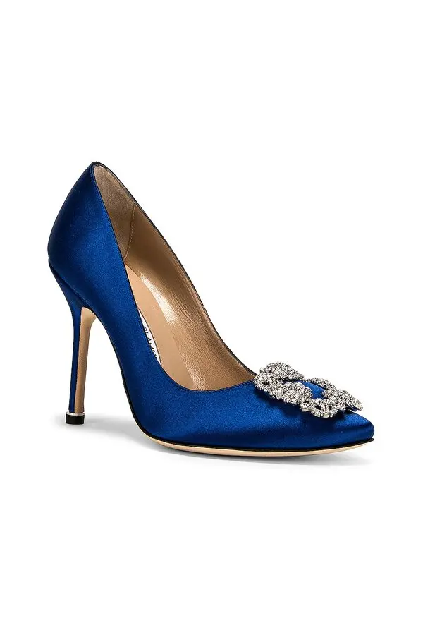 Manolo Blahnik Hangisi Satin Heel - Bright Blue