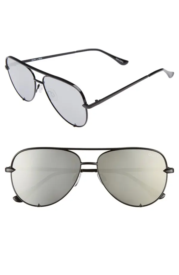 Quay High Key Mini Aviator Sunglasses - Black/ Silver