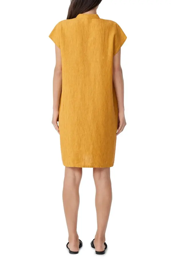 knee length dresses for ladies Washed Organic Linen Delave Dress – Eileen Fisher Renew