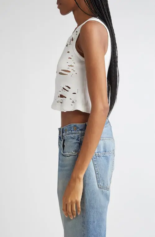 R13 Distressed Cotton Tank - Ecru