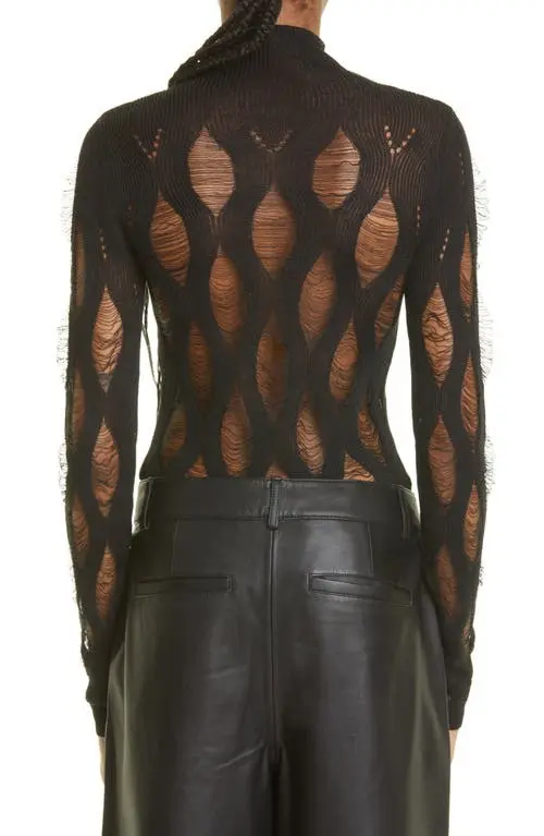 DION LEE Net Distressed Linen Blend Sweater