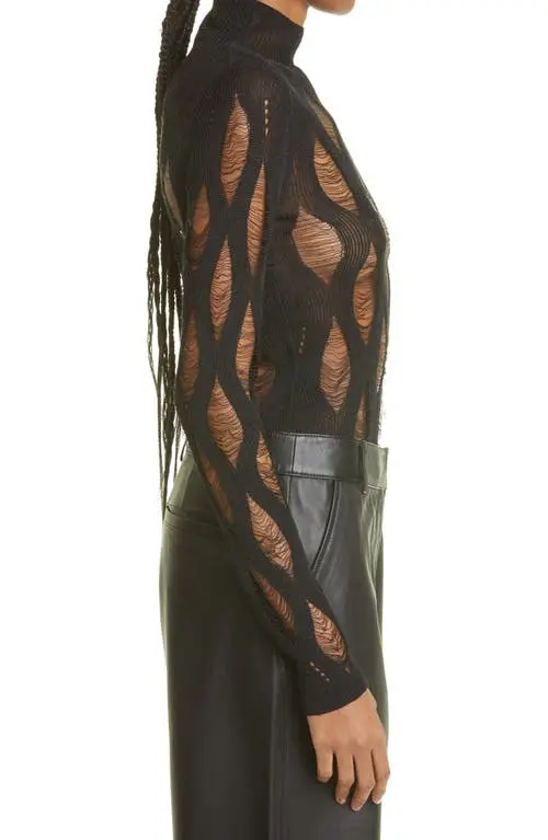 DION LEE Net Distressed Linen Blend Sweater