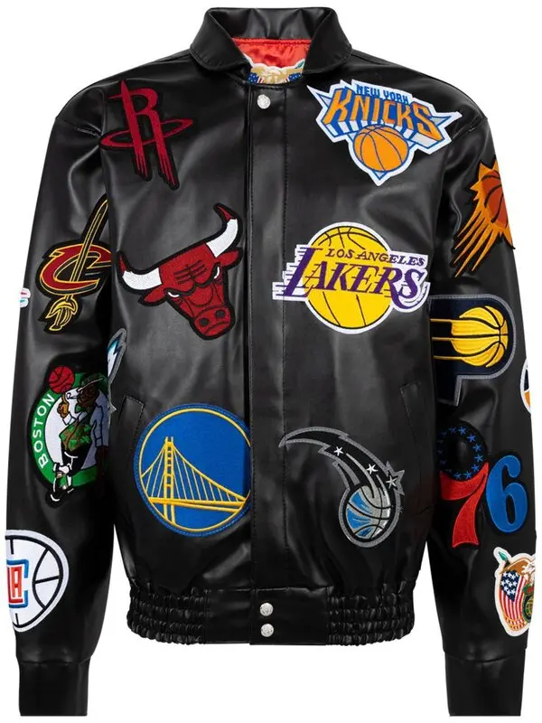 JEFF HAMILTON Nba Collage Vegan Leather Jacket - Black