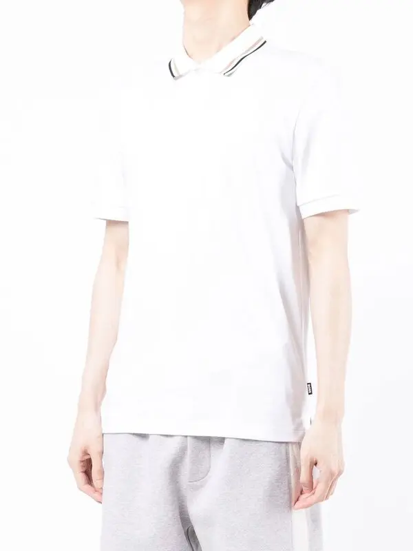 BOSS Slim-fit Cotton Polo Shirt With Striped Collar - White