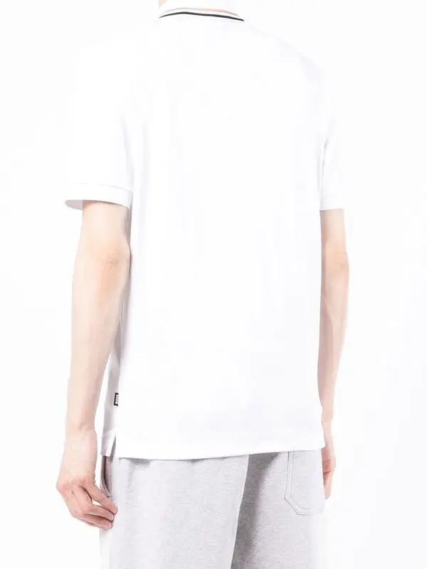 BOSS Slim-fit Cotton Polo Shirt With Striped Collar - White