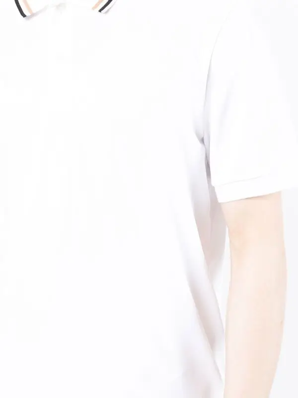 BOSS Slim-fit Cotton Polo Shirt With Striped Collar - White