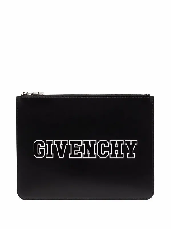 Givenchy Embossed-logo Leather Clutch - Black