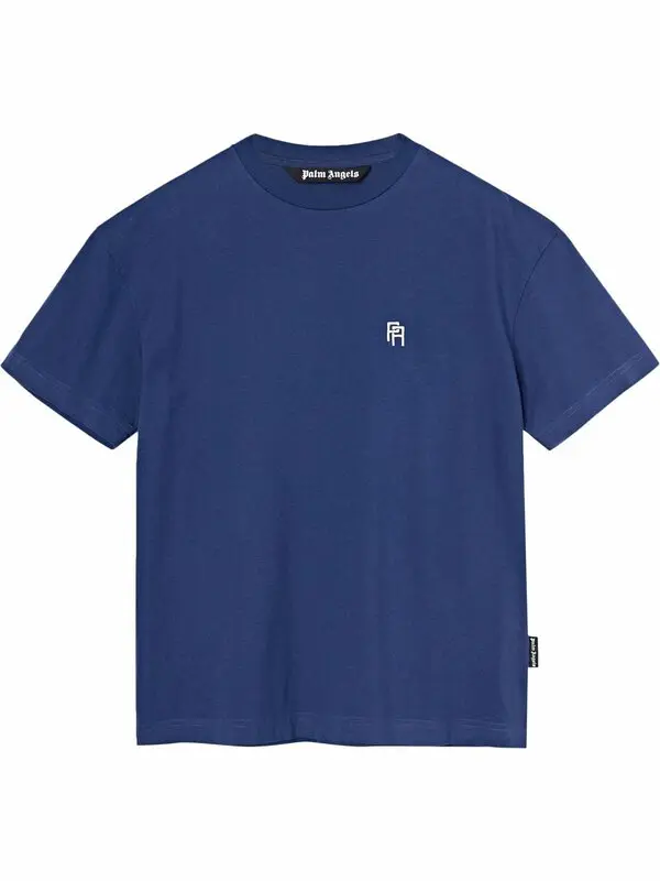 Palm Angels Monogram-embroidered T-shirt - Blue
