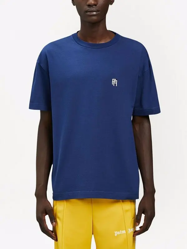 Palm Angels Monogram-embroidered T-shirt - Blue