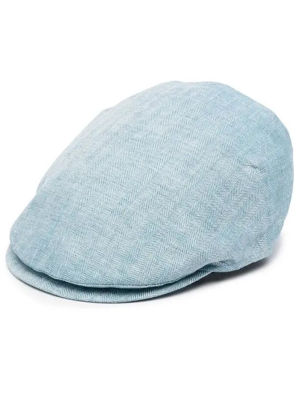 Borsalino Linen Flat Cap - Blue