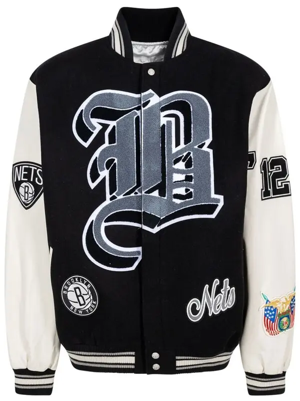 JEFF HAMILTON Brooklyn Nets Bomber Jacket - Grey