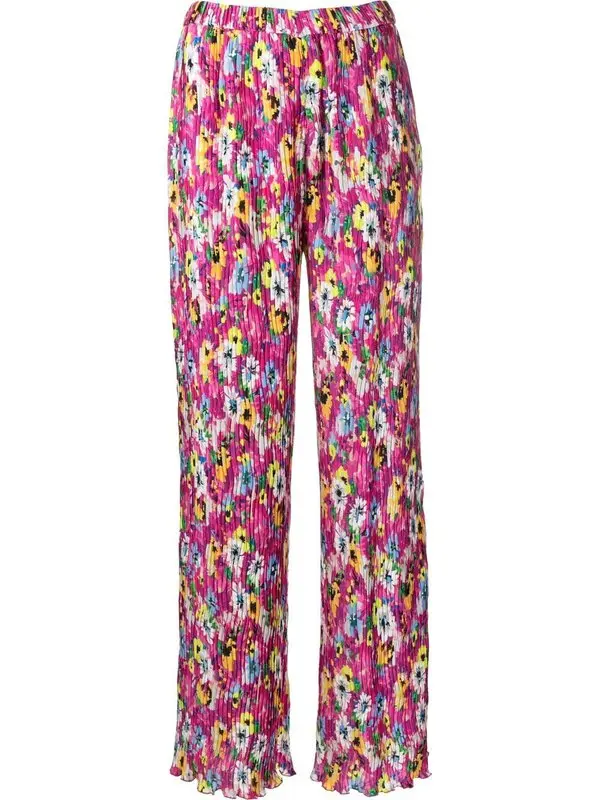 MSGM Pleated Floral-print Trousers