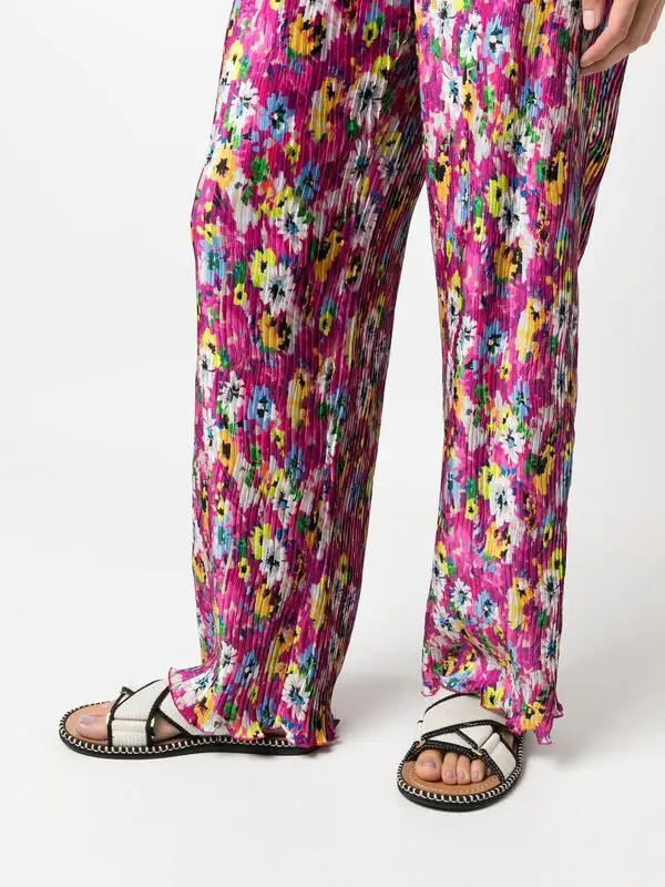 MSGM Pleated Floral-print Trousers