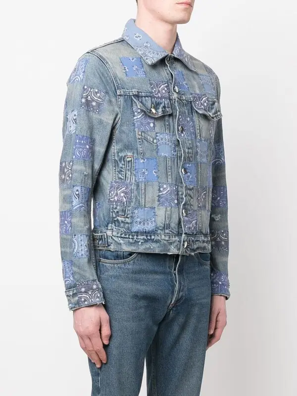 ジャケット・アウター AMIRI Bandana Embroidery Denim Blouson Amiri Bandana-Patchwork Denim Jacket In Blue - 67% Off | Editorialist