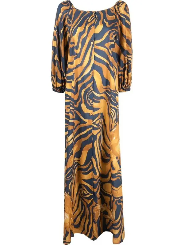 Alberta Ferretti Swirl Print Full-length Dress - Black