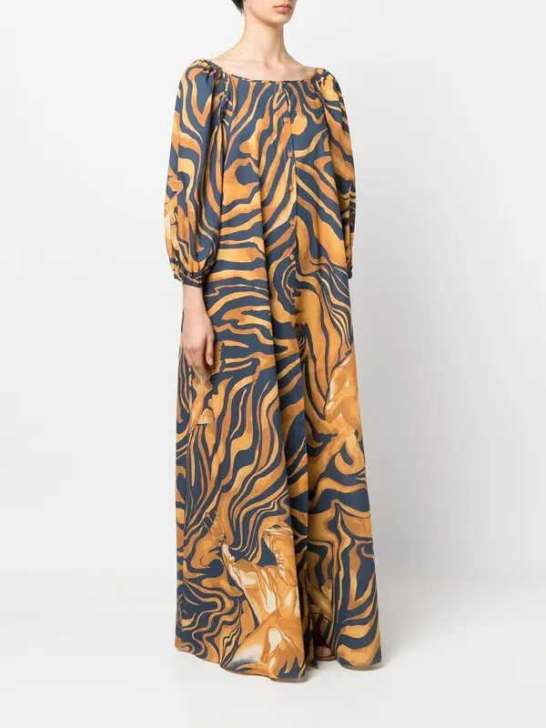 Alberta Ferretti Swirl Print Full-length Dress - Black