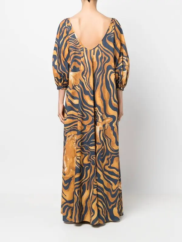 Alberta Ferretti Swirl Print Full-length Dress - Black