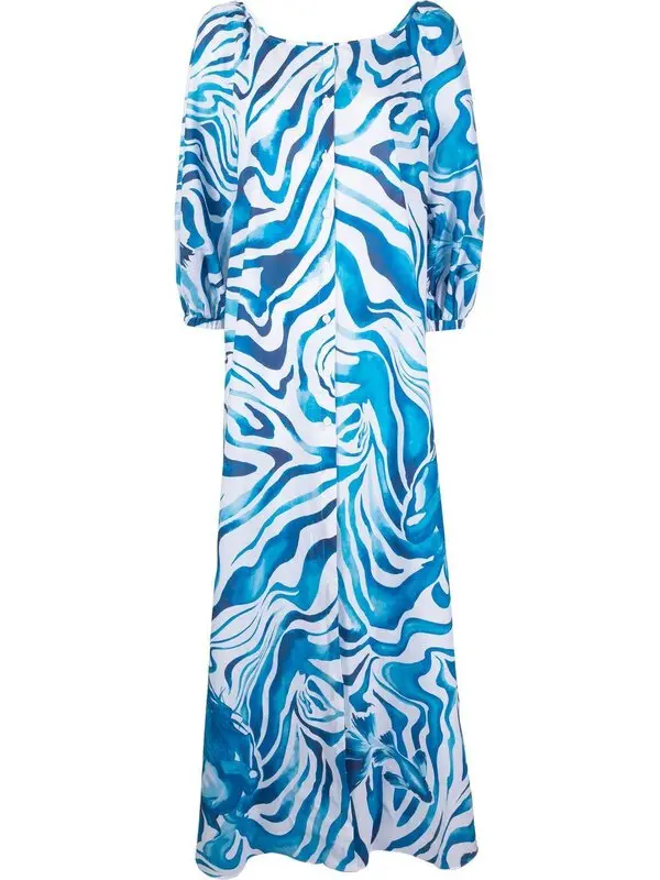 Alberta Ferretti Swirl Print Dress - Blue