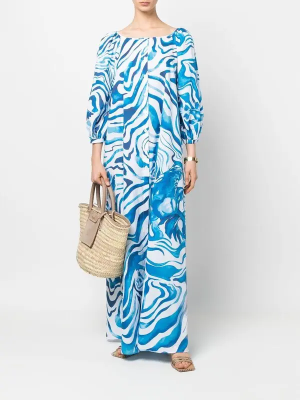 Alberta Ferretti Swirl Print Dress - Blue