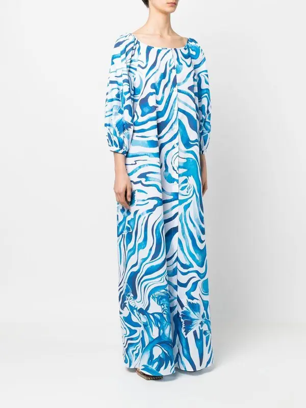 Alberta Ferretti Swirl Print Dress - Blue