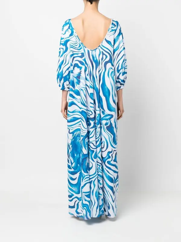 Alberta Ferretti Swirl Print Dress - Blue