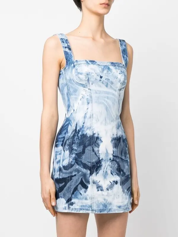 Alberta Ferretti Bleached Denim Mini Dress