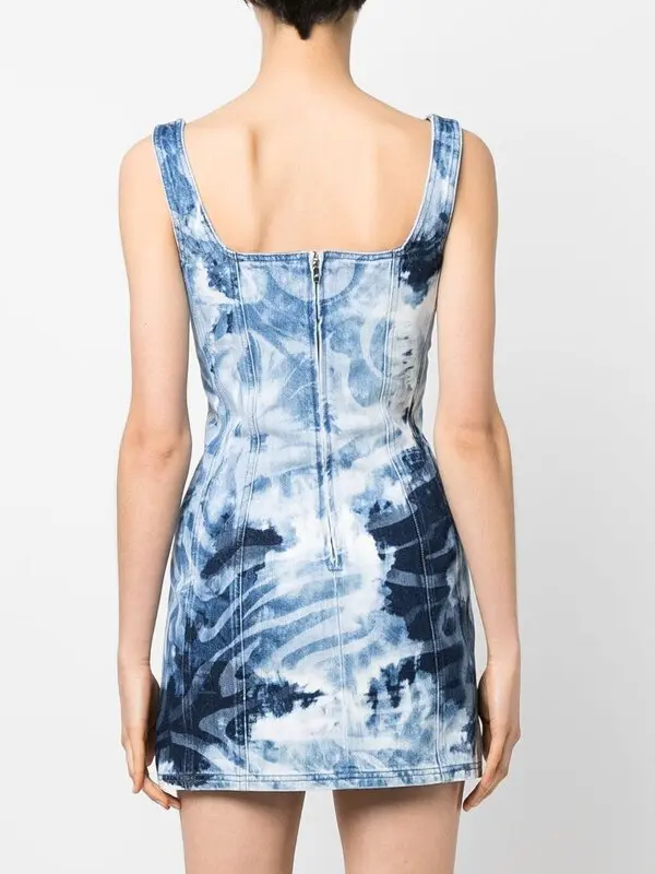 Alberta Ferretti Bleached Denim Mini Dress