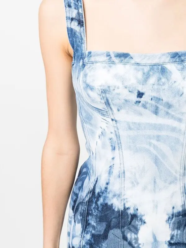 Alberta Ferretti Bleached Denim Mini Dress