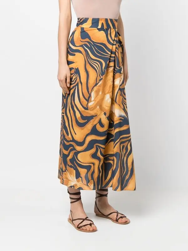 Alberta Ferretti Graphic Print Pleated Skirt
