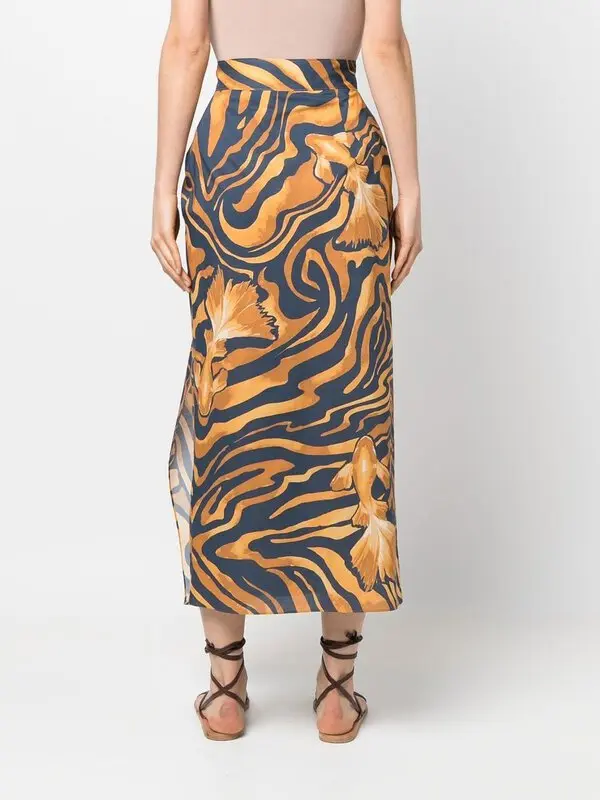 Alberta Ferretti Graphic Print Pleated Skirt