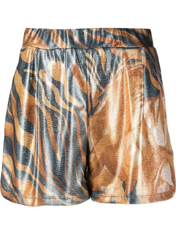 Alberta Ferretti Metallic Swirl Print Shorts