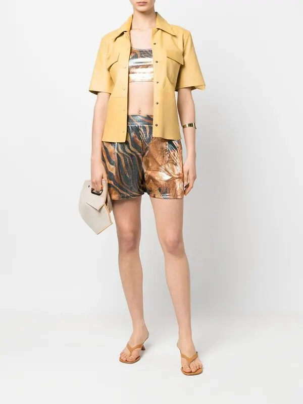 Alberta Ferretti Metallic Swirl Print Shorts