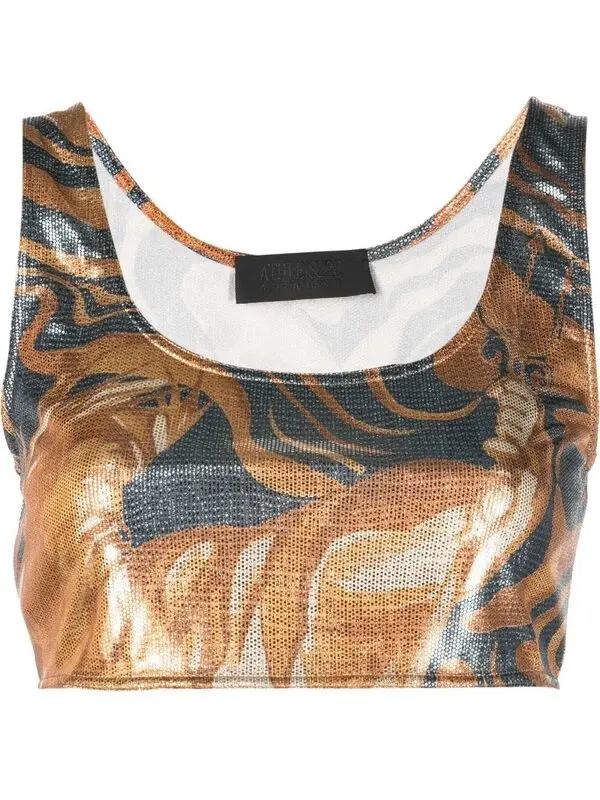 Alberta Ferretti Swirl Print Crop Top