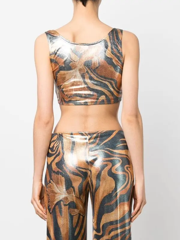 Alberta Ferretti Swirl Print Crop Top