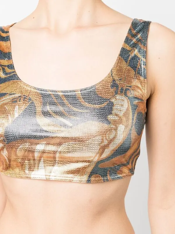 Alberta Ferretti Swirl Print Crop Top